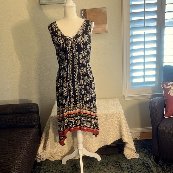 Nostalgia | Dresses | Nostalgia Black W Crme Colored Floral Print Dress ...